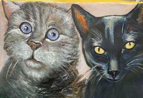 Картина маслом кошки