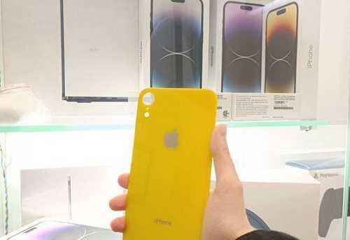 Заднее стекло на iPhone XR (желтый) Big Hole