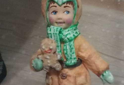 Ватная игрушка, кукла, мальчик с пряником