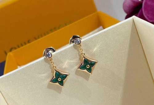 Louis Vuitton Золотые Серьги Малахит