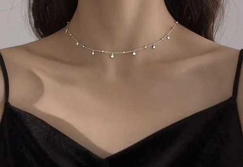 Ожерелье чокер цепочка с подвесками серебро 925
