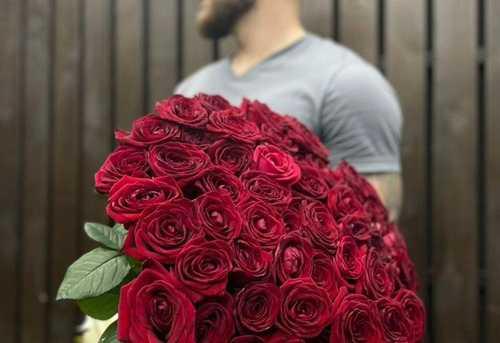 51 красная роза 70 см