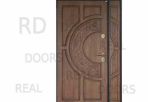 Полуторная металлическая дверь натуральный шпон