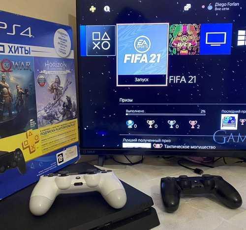 Sony playstation 4 slim 1tb 2 геймпада