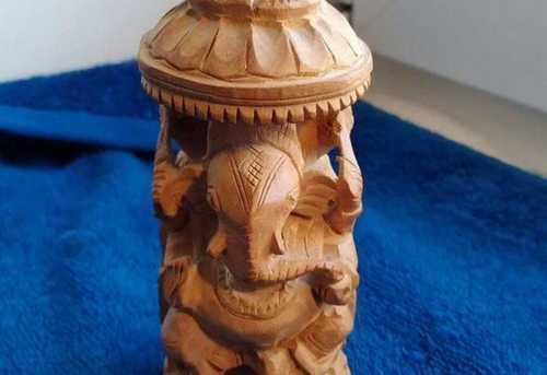 Бог Ганеша,деревянная статуэтка старинная