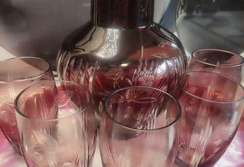 Графины, вазы, розетки марганцевое стекло