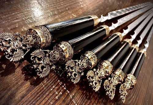 Набор шампуров без чехла - Герб России (бронза)