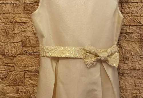 Нарядное платье для девочки 122 128 нежно-золотое