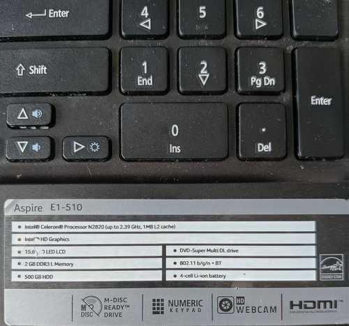 Ноутбук acer на запчасти