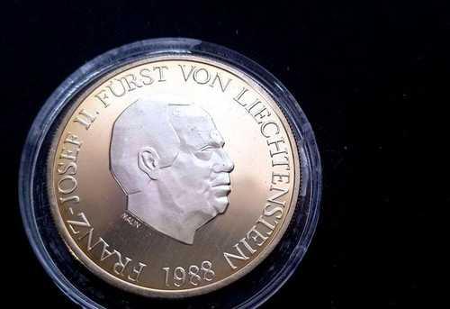Монета 10 франков 1988 г. Лихтенштейн Франц Иосиф