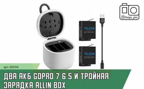 Два акб GoPro 7 6 5 и тройная зарядка Allin Box