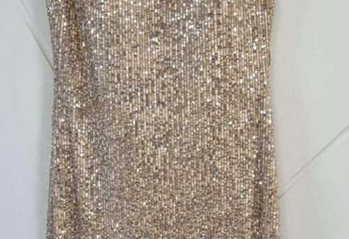 Золотое платье 44-46р пайетки