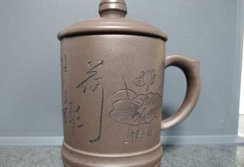 Чашка с крышкой глиняная
