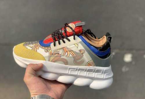 Кроссовки Versace желтые синие мужские Chain