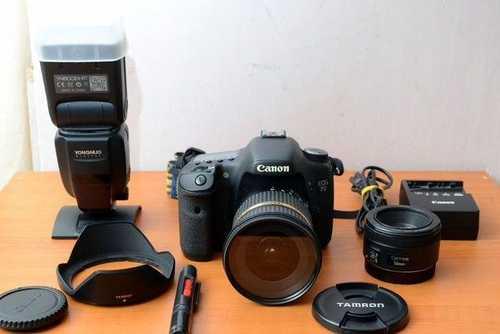 Canon 7D большой комплект 2 объектива + вспышка