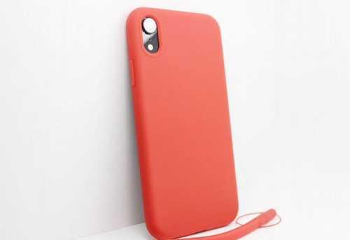 Силиконовый Чехол на iPhone Xr Красный с Ремешком