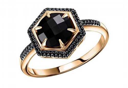 Золотое кольцо с агатом и бриллиантами