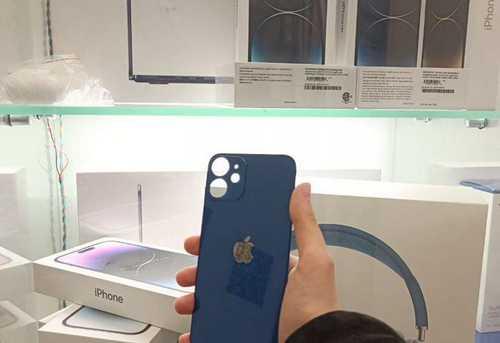 Заднее стекло на iPhone 12 Mini (синий) Big Hole