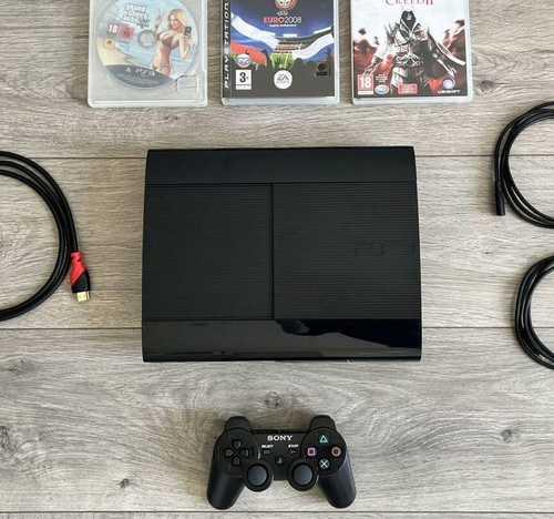 PS3 Super Slim 500gb прошитая + много игр