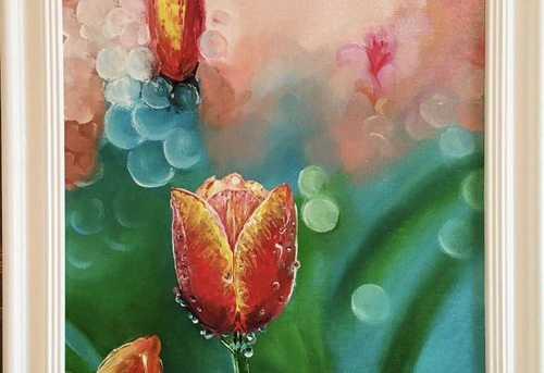 Картина маслом «Воздушные тюльпаны»