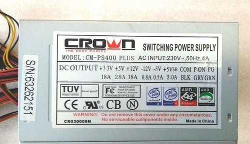 Crown Micro CM-PS400 400w (400Вт) ATX 24+ 4