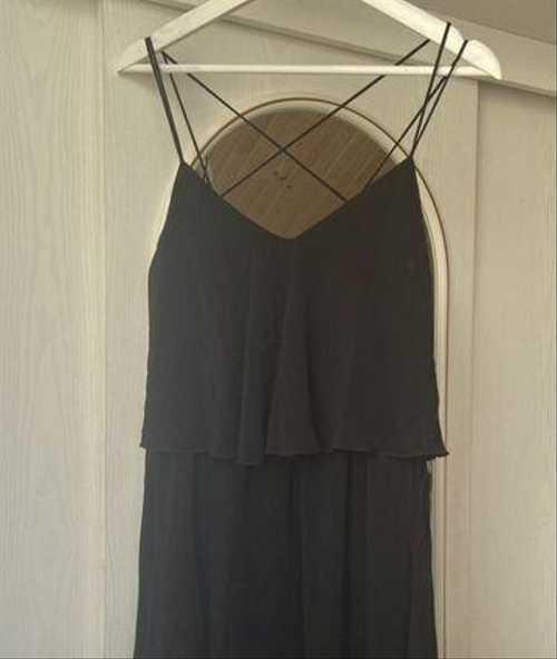 Платье 44р в пол чёрное сарафан шифон