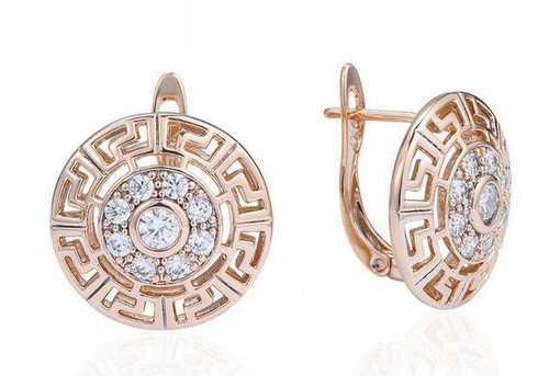 Золотые серьги с цирконами орнамент Versace