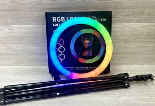 Кольцевая RGB селфи лампа 30см