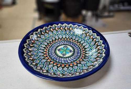 Блюдо ляган узбекский 34 см синий Мехроб