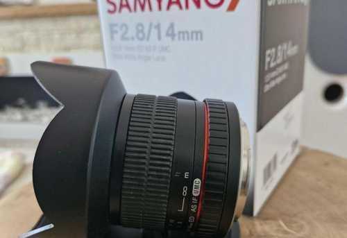 Объектив samyang 14 2.8 для Canon. Мануальный