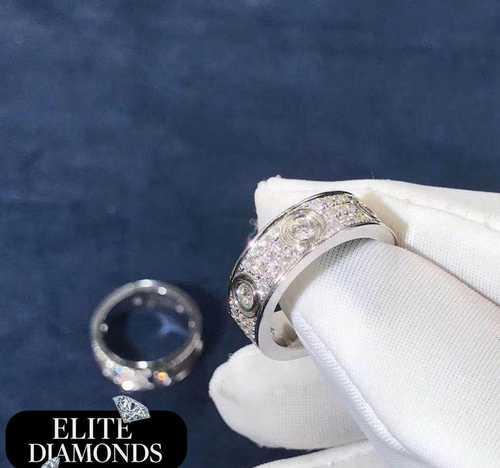 Обручальное кольцо Cartier Love средняя модель белое золото 585 проба 72 шт. бриллиант 1.2617 карат