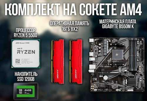 Комплект AM4 ryzen/16GB/B550M/SSD