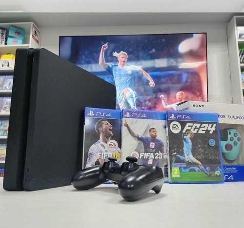 Sony PS4 Slim 2 геймпада 88 игр