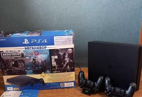 Sony PS4 slim 1tb, ps plus extra, 3 дж