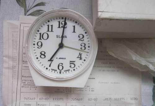 Часы будильник СССР "Слава" с документами