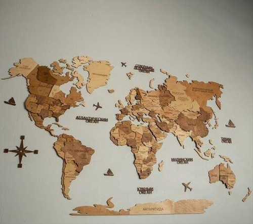Карта мира из дерева / Деревянная карта мира