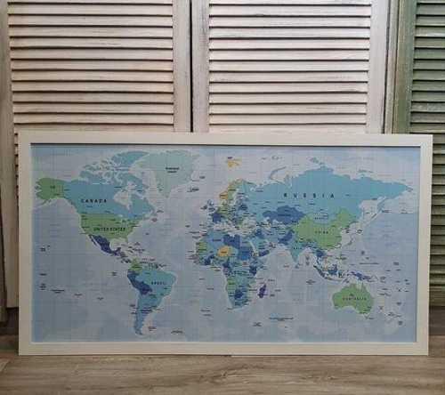 Магнитная доска Карта мира большая на стену