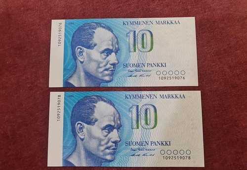 Финляндия 10 марок 1986 состояние AU