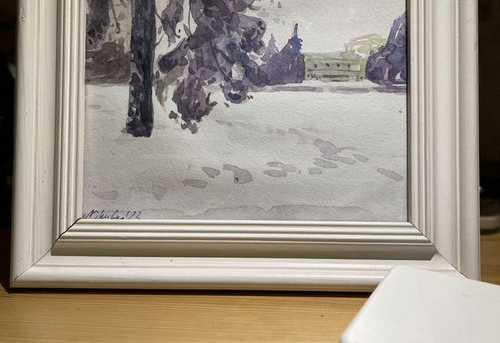 Картина акварель Зима в Павловске