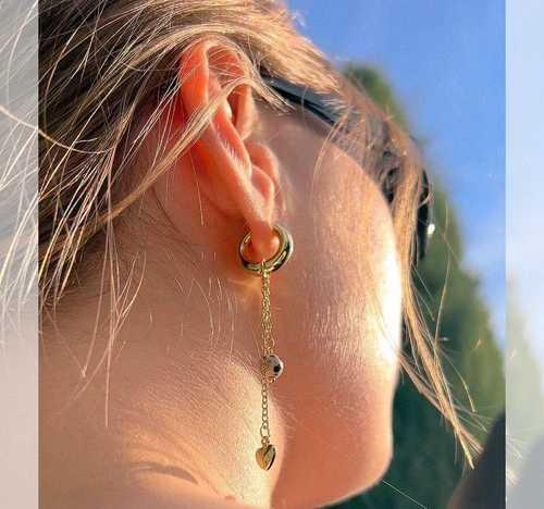 Серьги конго с яшмой в золоте