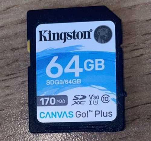 Карта памяти Kingston 64GB Canvas Go Plus 170MB/s