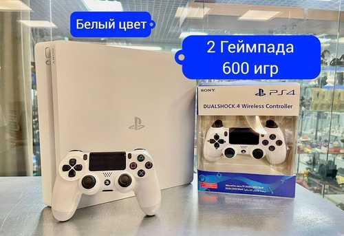 Ps4 Slim Белая + 600 игр