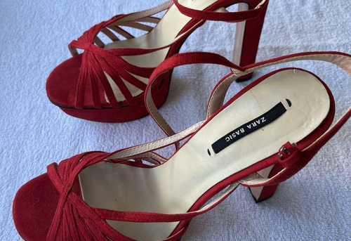 Босоножки красные/Туфли на каблуке Zara basic 39 Р