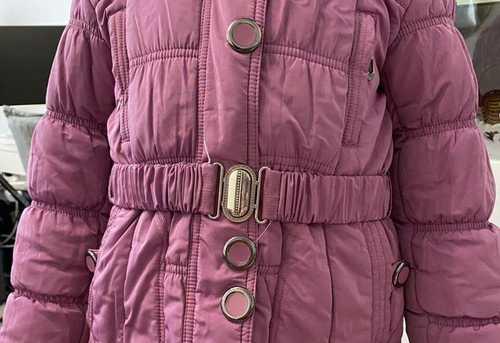 Куртка зимняя для девочки удлиненная 128 розовая