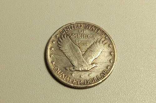 25 центов Квотер 1923 г. Стоящая Свобода серебро