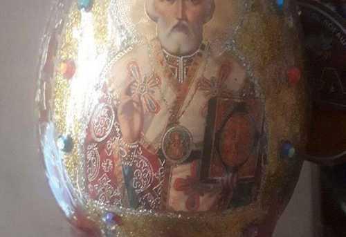 Яйцо пасхальное Св. Николай Чудотворец с медом