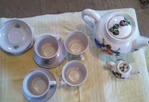 Кружка чайная СССР с блюдцами заварочный чайник