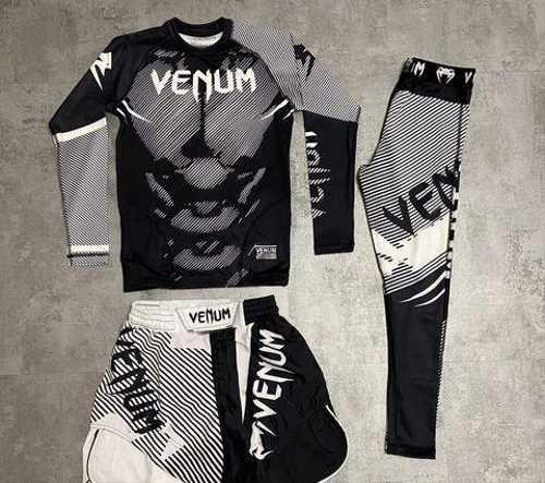 Детский Комплект Венум рашгард шорты venum white