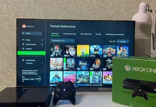 Xbox One 1TB 2 геймпада+470 игр+28 игр купленных