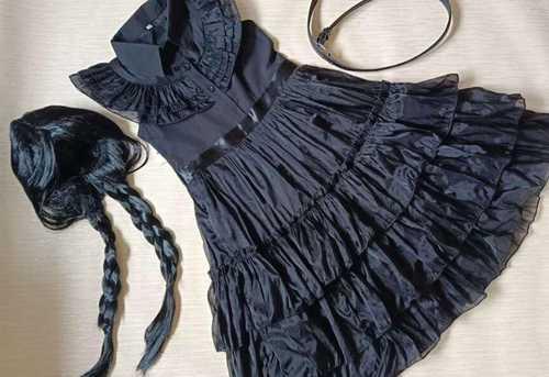 Платье костюм вэнздей набор с париком 116-150